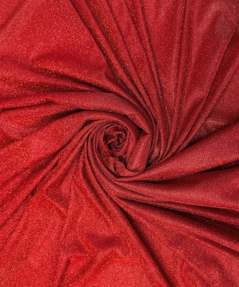 Red Lurex Glitter Fabric, Red Glitter Spandex Knit Fabric by the Yard ...
