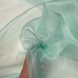 Mint Organza Fabric by the Yard, Sea Green Crystal Organza Fabric, Mint ...