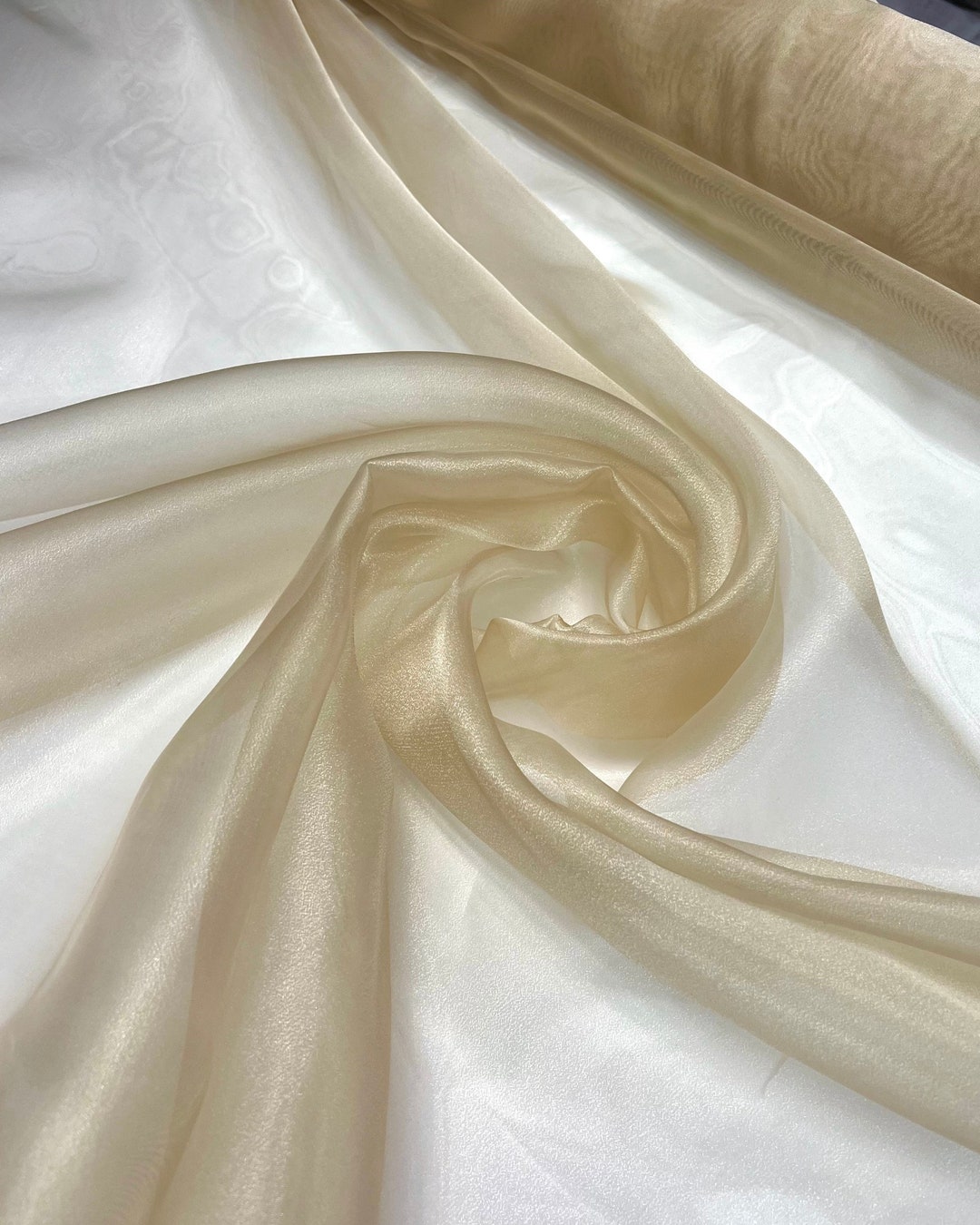 Champagne Organza Fabric by the Yard, Champagne Crystal Organza Fabric ...