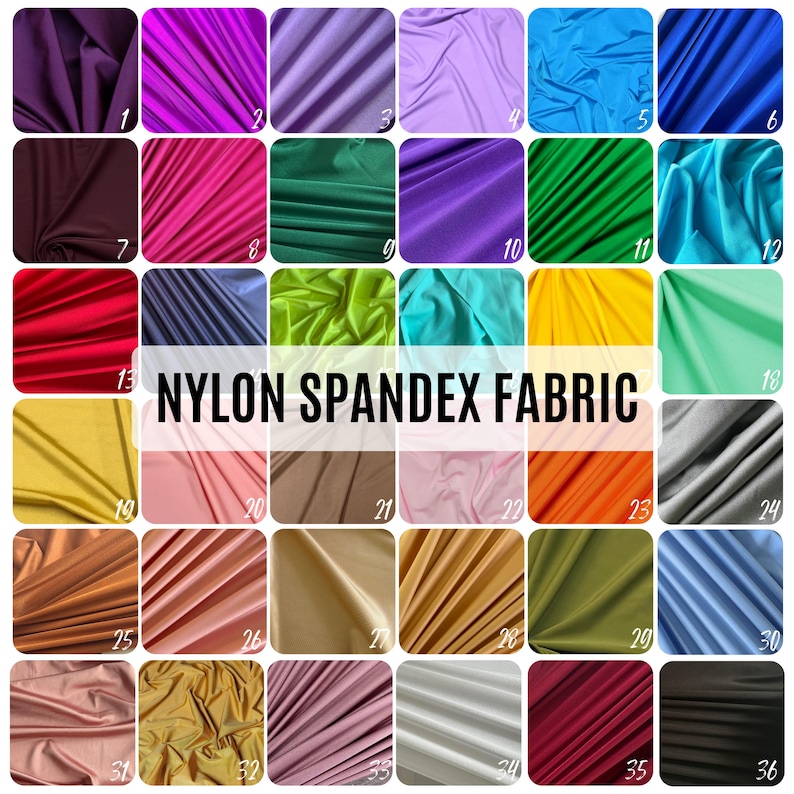 Shiny Nylon Spandex Fabric by Yard | 4-way Stretch Lycra Knit | 60 ...