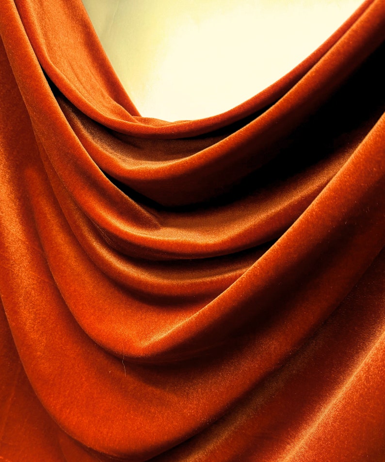 Burnt Orange Velvet Fabric, Stretch Velvet Fabric by the Yard, 4 Way ...
