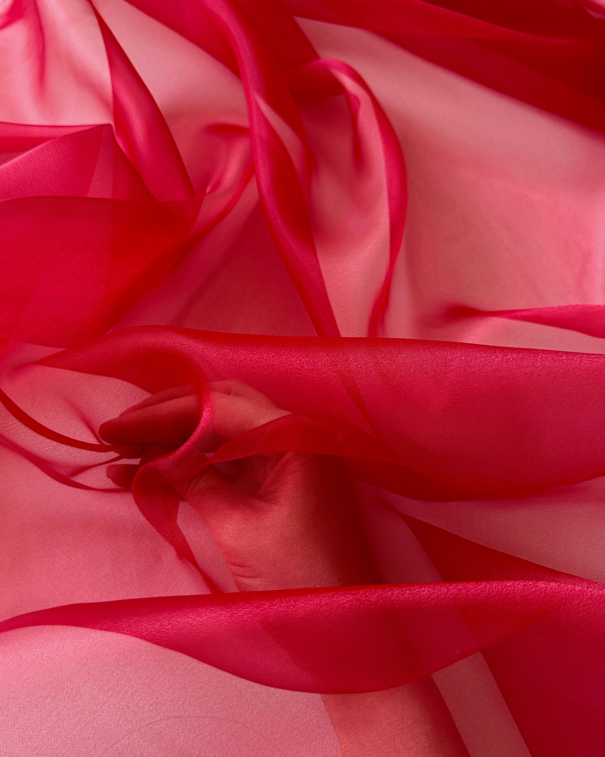 Red Organza Fabric by the Yard, Red Sparkle Crystal Organza Fabric, Red ...