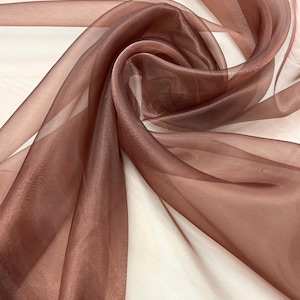 Brown Organza Fabric by the Yard, Brown Crystal Organza Fabric, Brown ...