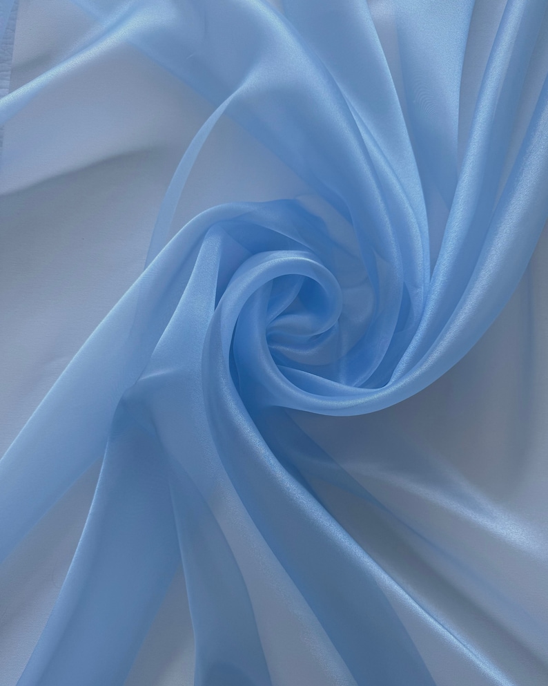 Baby Blue Crystal Organza Fabric by the Yard, Light Blue Organza Fabric ...