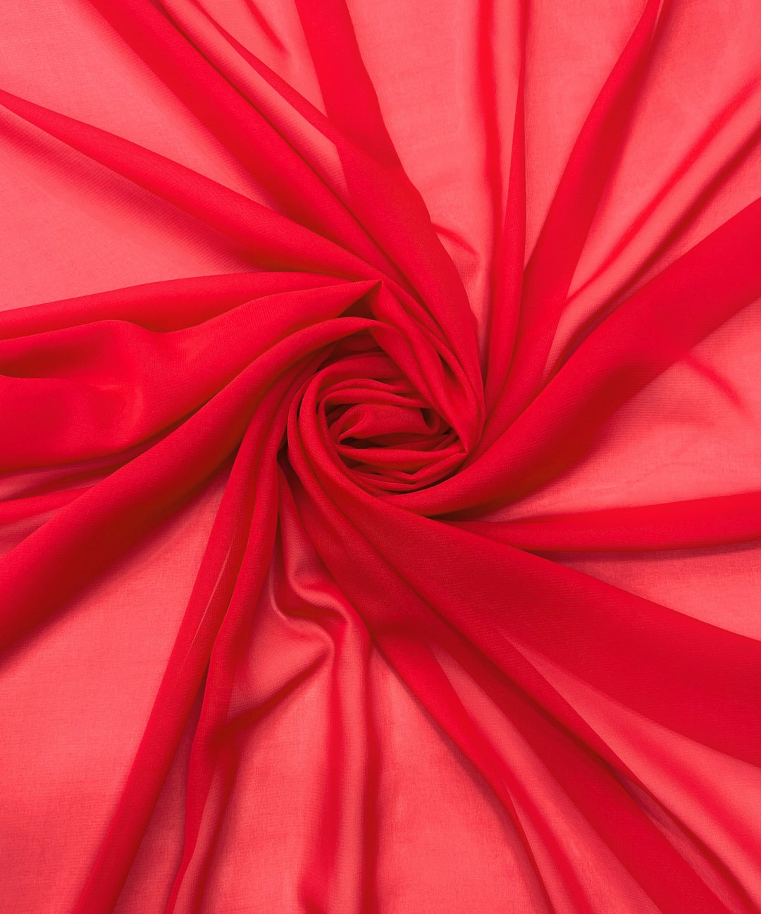 Red Chiffon Fabric by the Yard, High Quality Silky Chiffon, Light ...