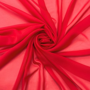 Red Chiffon Fabric by the Yard, High Quality Silky Chiffon, Light ...