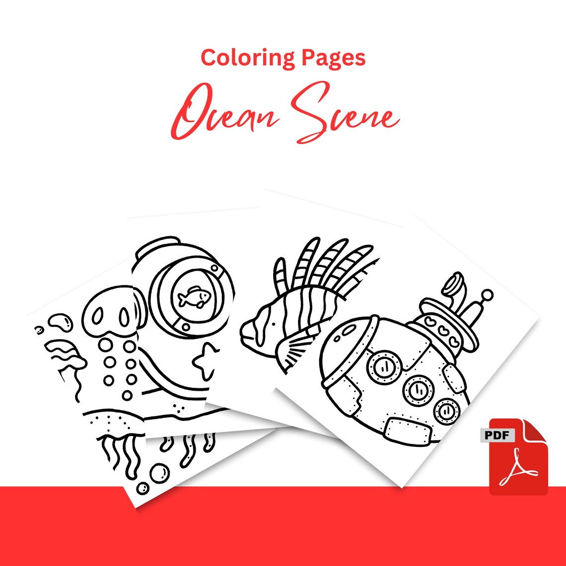 Ocean Scene - 49 High-quality Coloring Pages | Coco Wyo Coloring Book ...