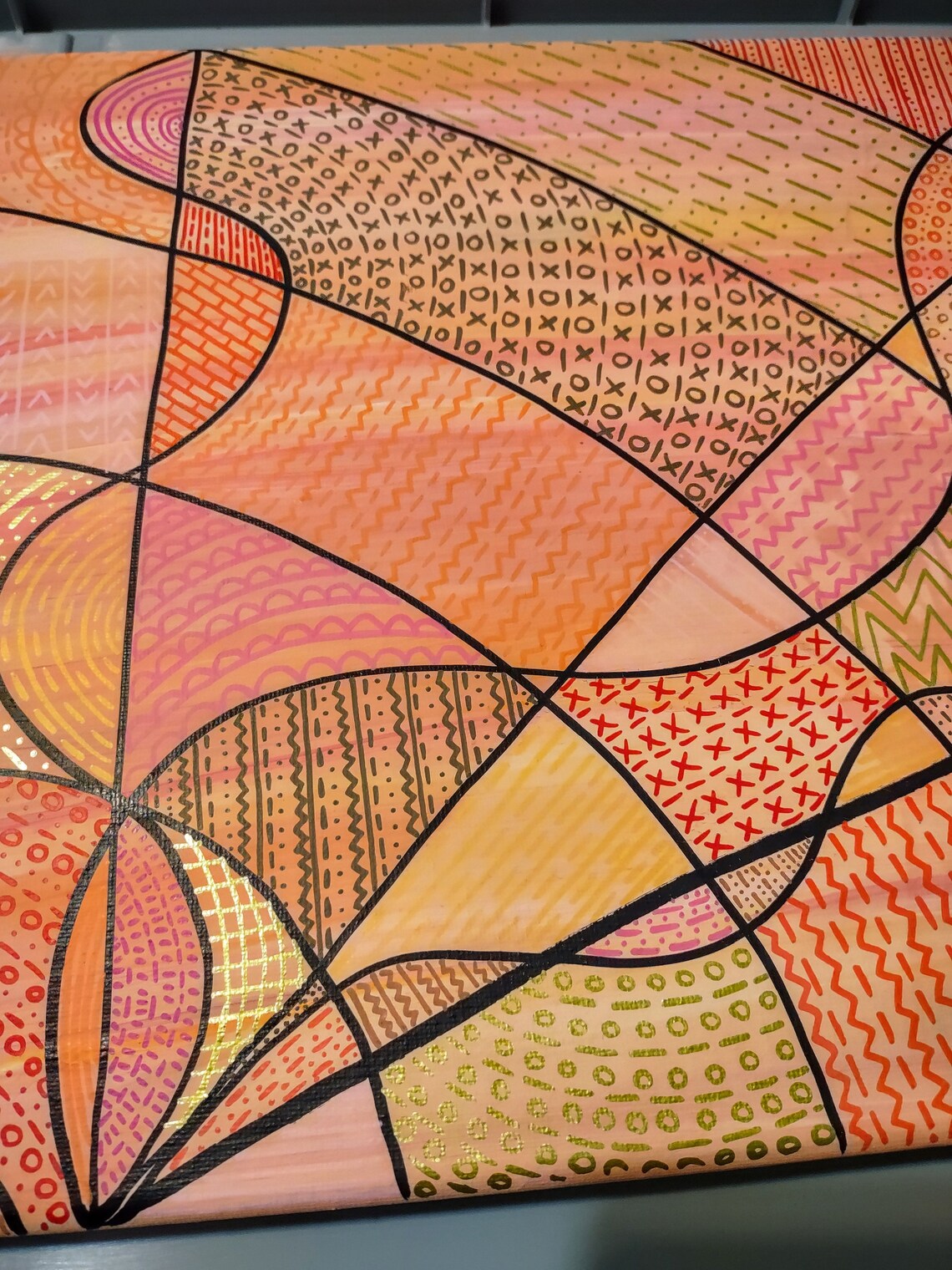 Abstract Original Doodle Painting, Sunset Colors on 12x16 Canvas - Etsy