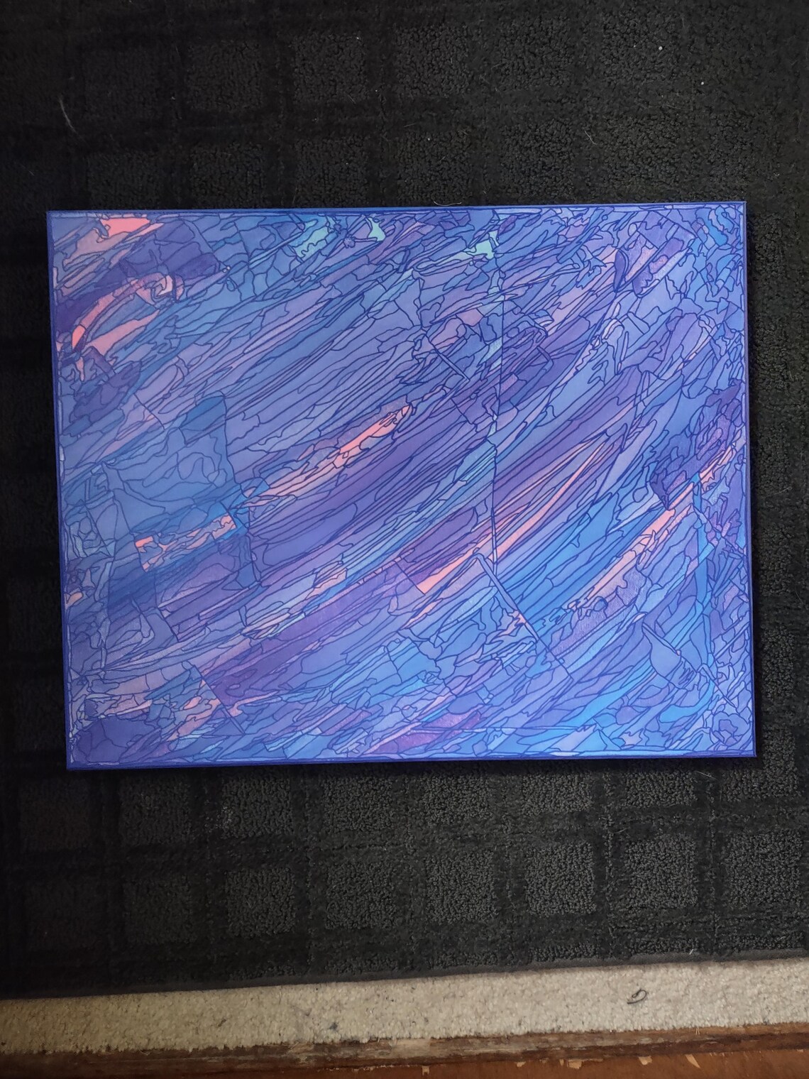 Abstract Line Tracing, Blue, Pink, and Purple. Original Acrylic ...