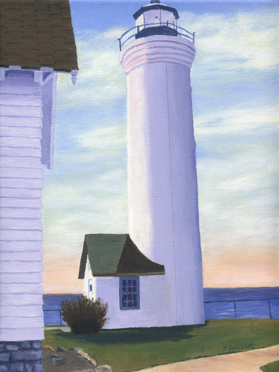 Tibbett's Point Lighthouse St Lawrence River Acrylic Painting Giclee ...