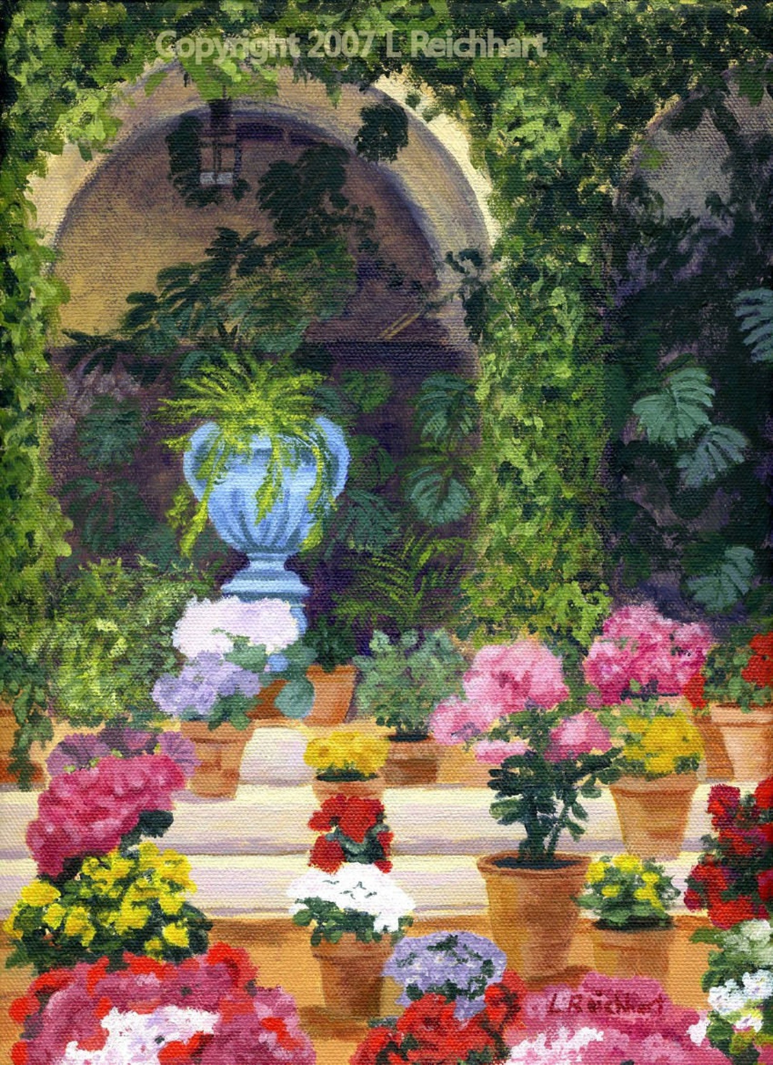 Spanish Courtyard Acrylic Painting Giclee Reproduction Professionally ...