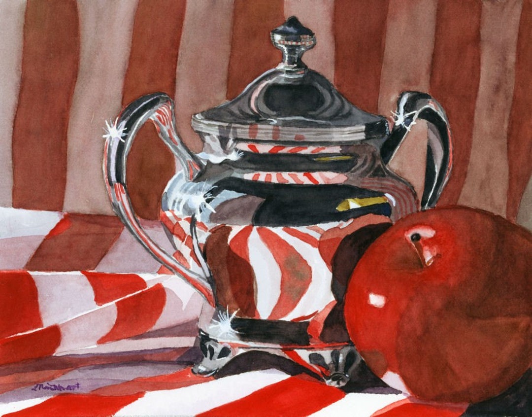 Silver and Red Still Life Tablescape Reflections 8 X 10 Giclee ...