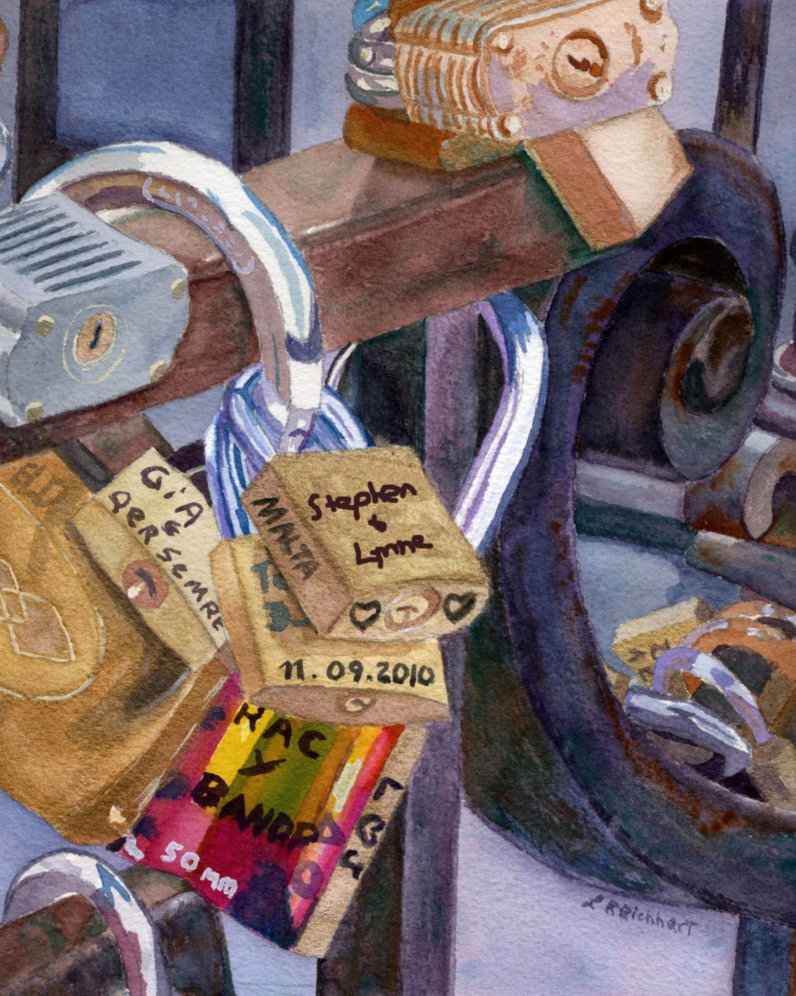 Customize Watercolor Prints Locks of Luck Europe Florence Italy - Etsy