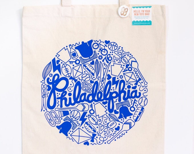 Philadelphia Pennsylvania Tote Bag, Philly Things Bag, Philadelphia ...