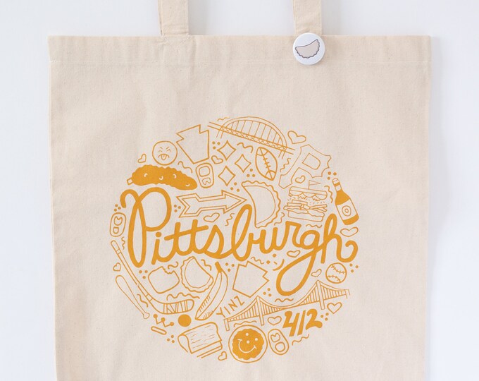 Pittsburgh Tote Bag, Pittsburgh Icons Gift, Pittsburgh Pennsylvania ...