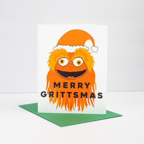 Gritty Mascot Flyers Fan Funny Philly Christmas Card Merry - Etsy