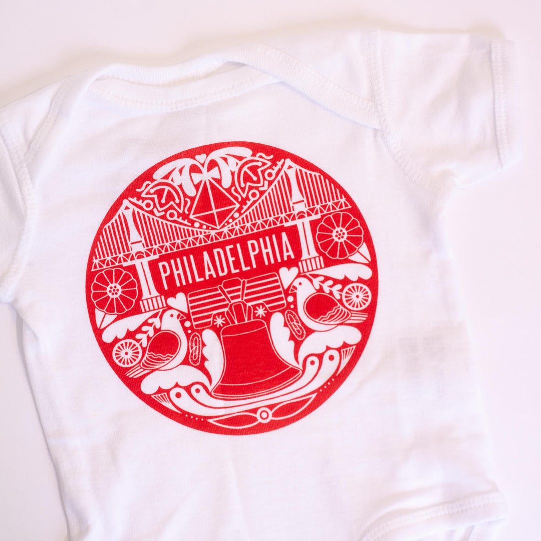 Philadelphia Baby Gift, Philly Icons Baby Onesie, Red Philadelphia ...