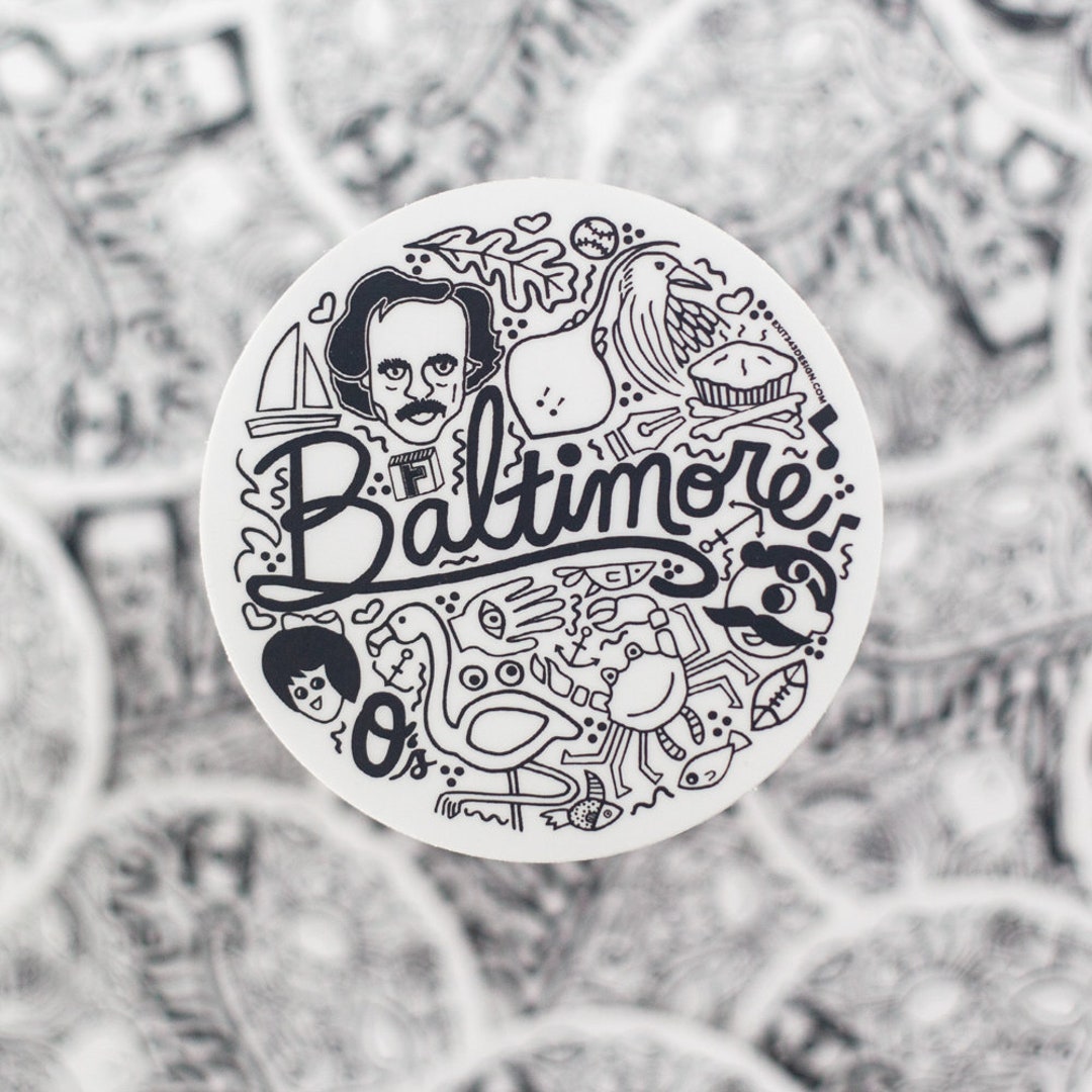 Baltimore Sticker, Baltimore Icons Vinyl Sticker, Charm City Sticker ...