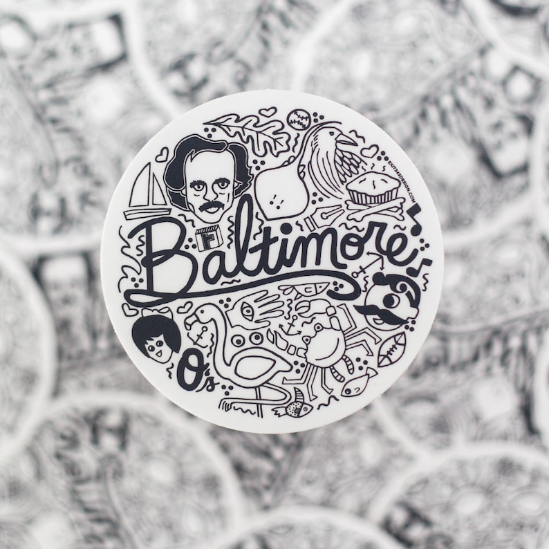 Baltimore Sticker, Baltimore Icons Vinyl Sticker, Charm City Sticker ...