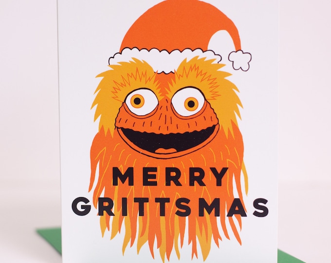 Gritty Mascot, Flyers Fan, Funny Philly Christmas Card, Merry Grittsmas ...