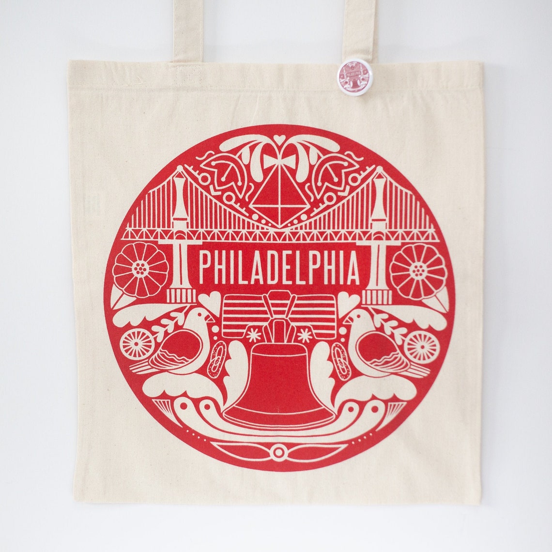 Philadelphia Tote Bag Red Philly Icons Tote Bag Featuring the - Etsy