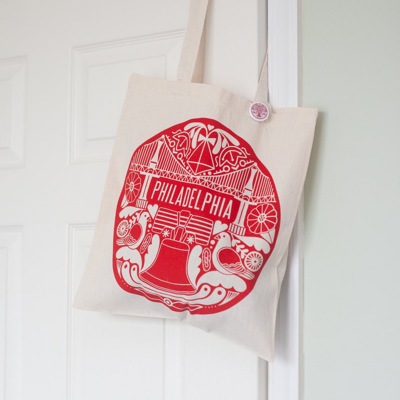 Philadelphia Tote Bag Red Philly Icons Tote Bag Featuring the - Etsy