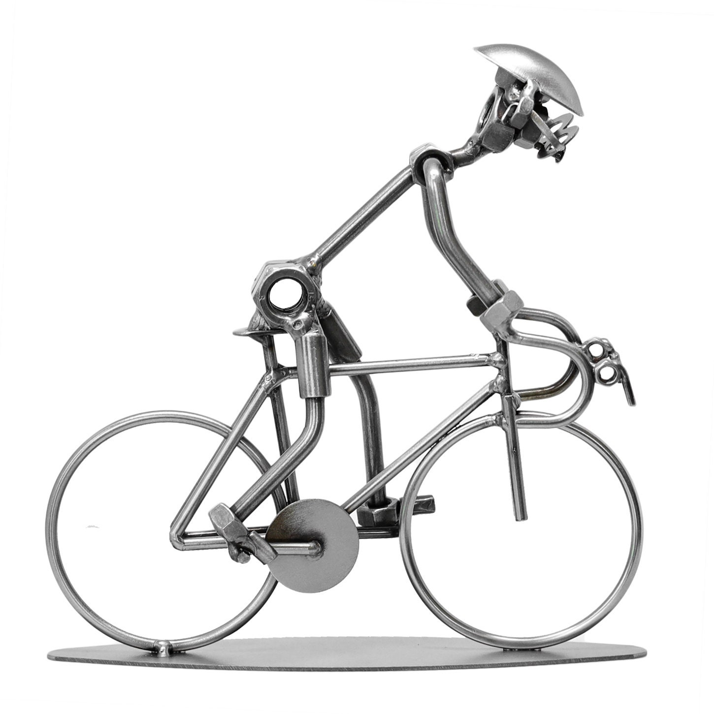 Nuts and Bolts Sculpture Racing Bike - Handmade Metal Ornament Figurine ...
