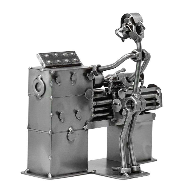 Nuts and Bolts Sculpture Lathe Operator - Handmade Metal Ornament ...