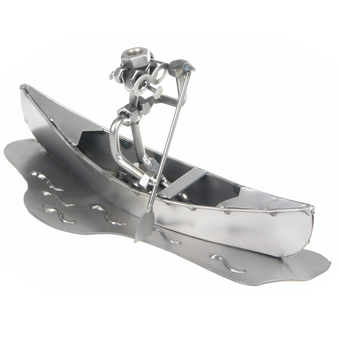 Nuts and Bolts Sculpture Canoeist Canoe Canadian - Handmade Metal ...