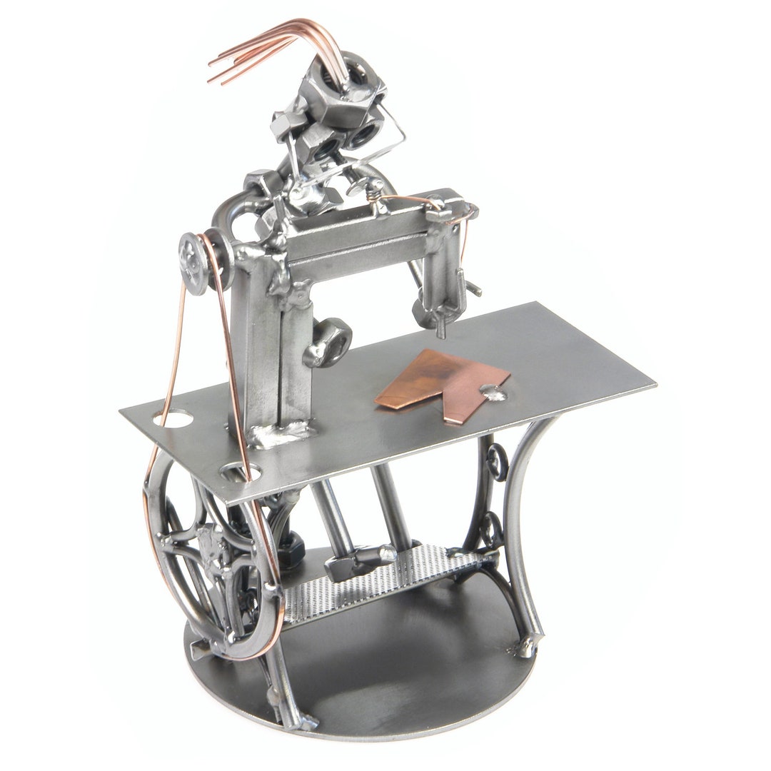 Nuts and Bolts Sculpture Sewing Machine - Handmade Metal Ornament ...
