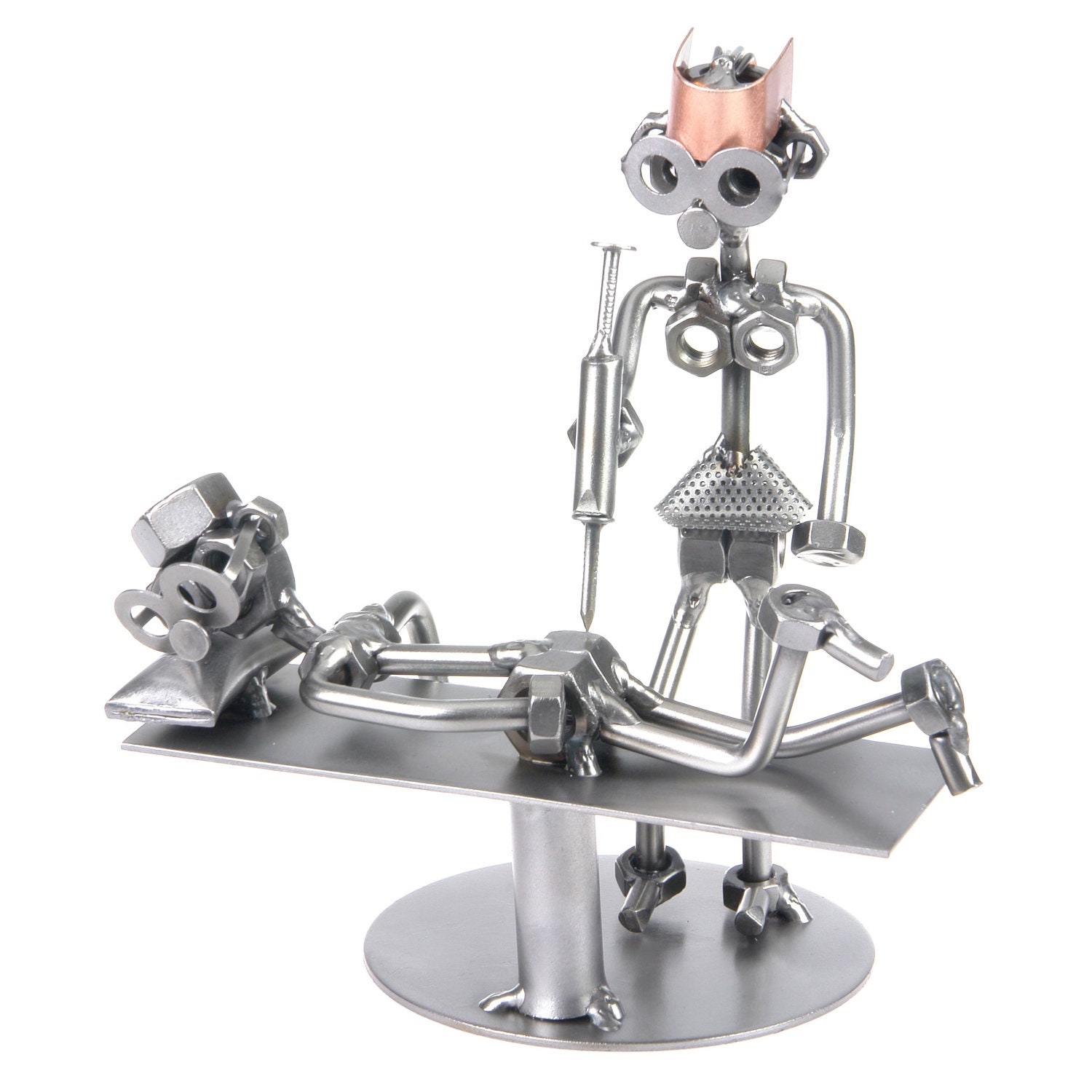 Nuts and Bolts Sculpture Nurse - Handmade Metal Ornament Figurine ...