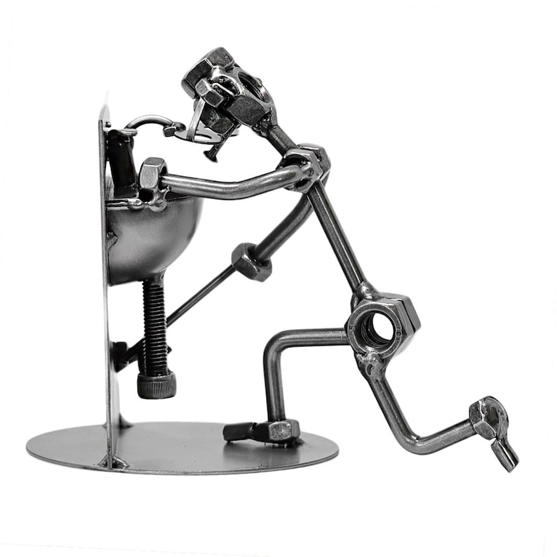 Nuts and Bolts Sculpture Plumber - Handmade Metal Ornament Figurine ...