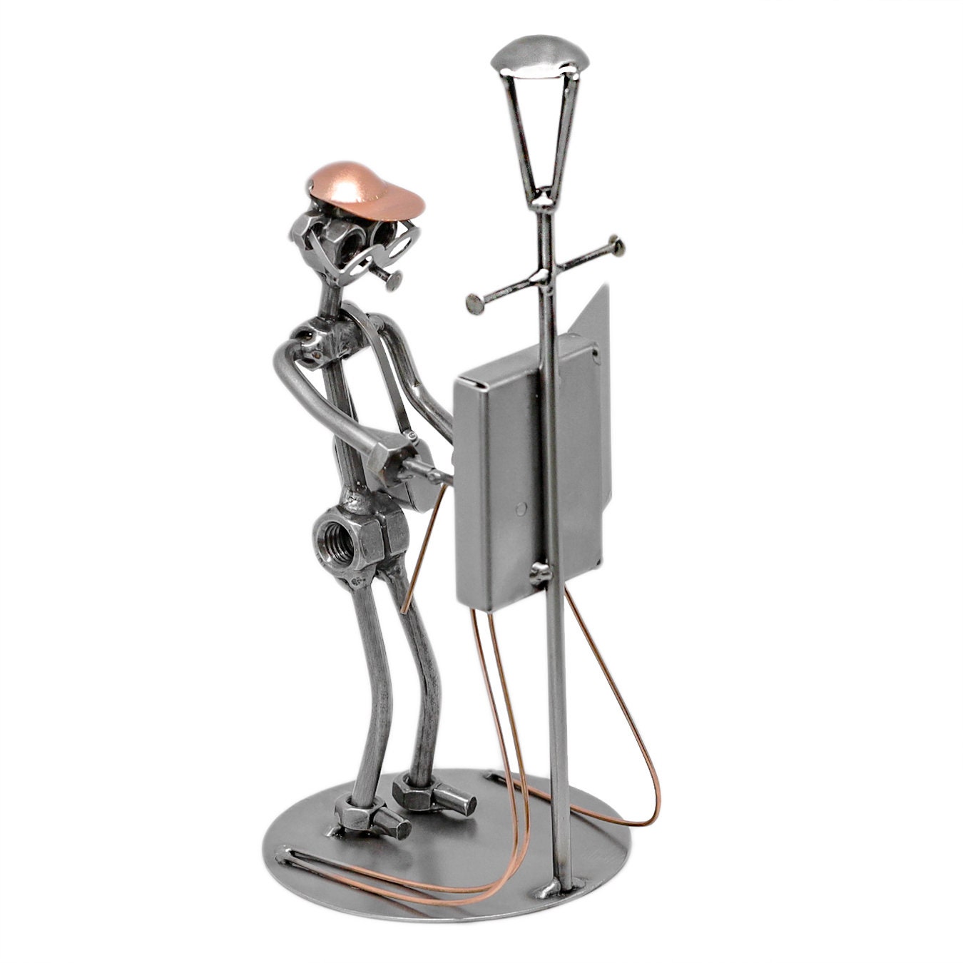 Nuts and Bolts Sculpture Electrician - Handmade Metal Ornament Figurine ...
