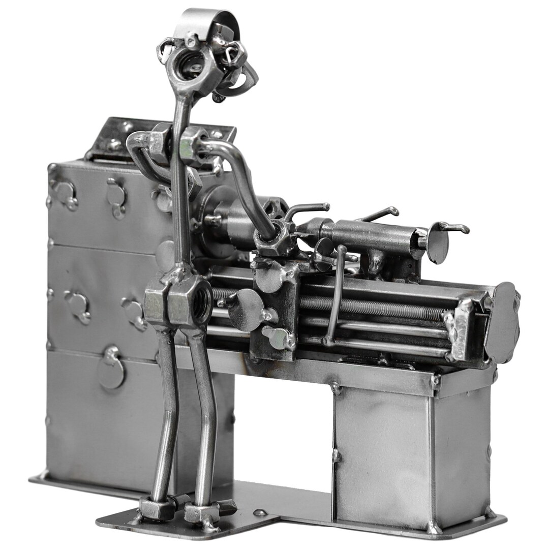 Nuts and Bolts Sculpture Lathe Operator - Handmade Metal Ornament ...