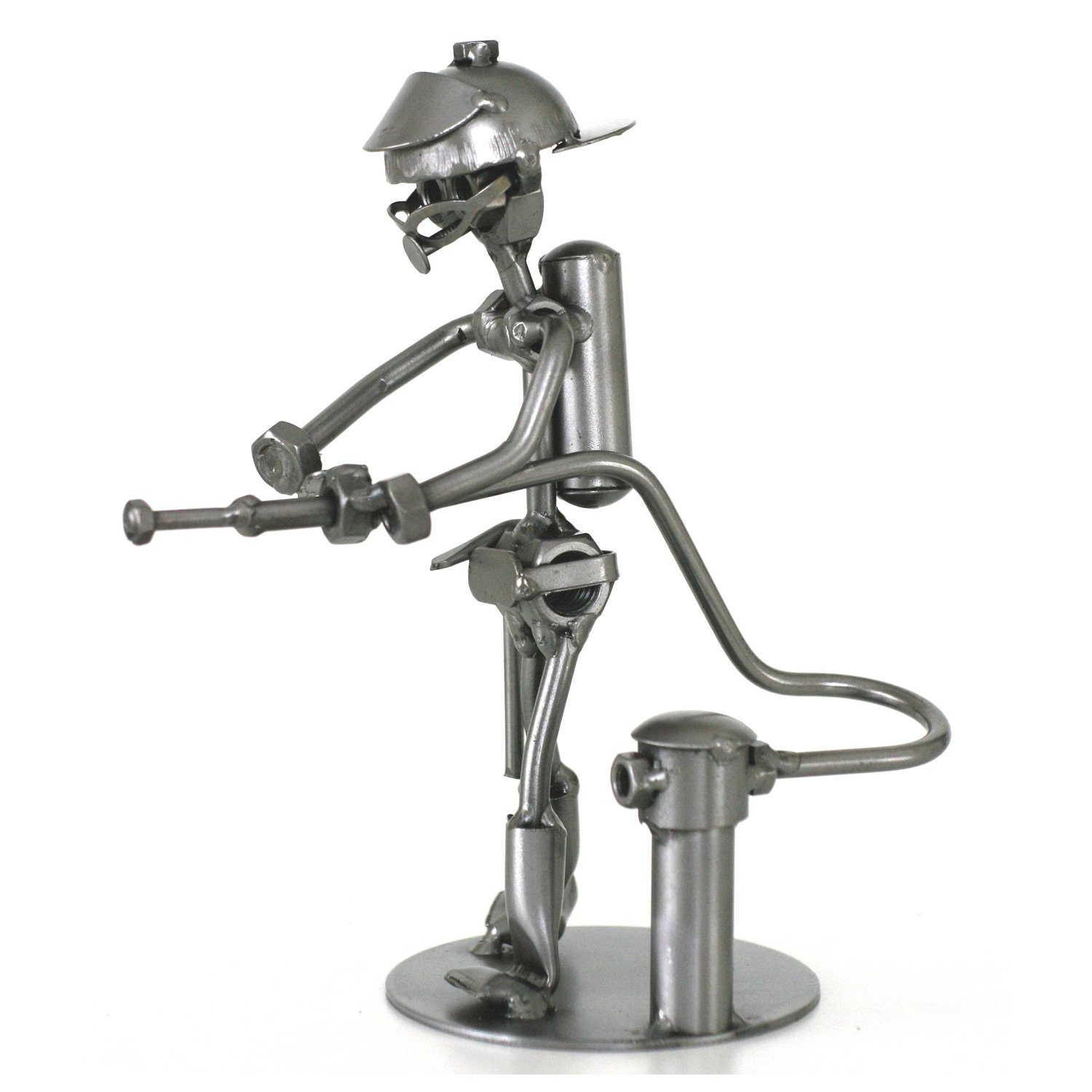 Nuts and Bolts Sculpture Fireman - Handmade Metal Ornament Figurine ...