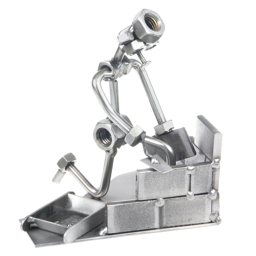 Nuts and Bolts Sculpture Bricklayer - Handmade Metal Ornament Figurine ...