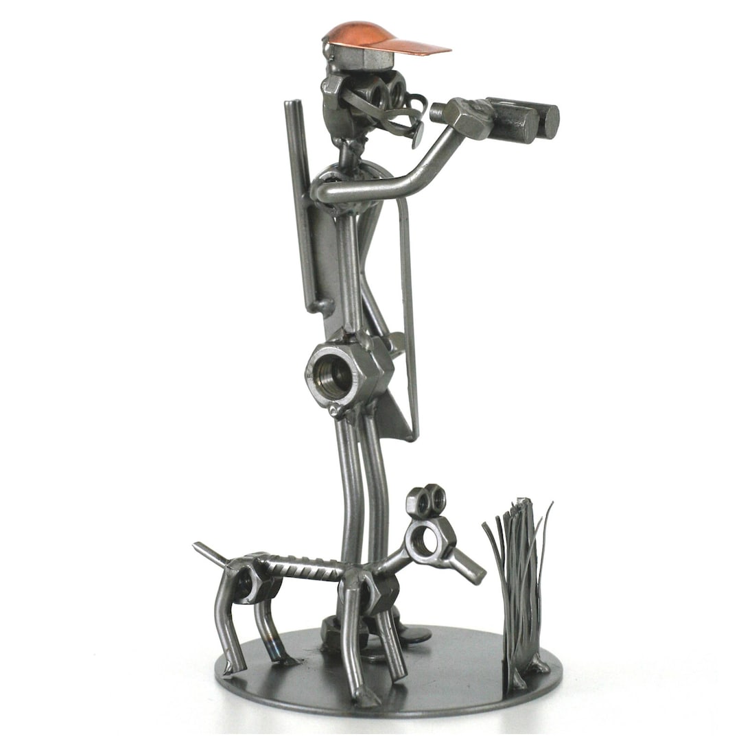 Nuts and Bolts Sculpture Hunter and Dog - Handmade Metal Ornament ...