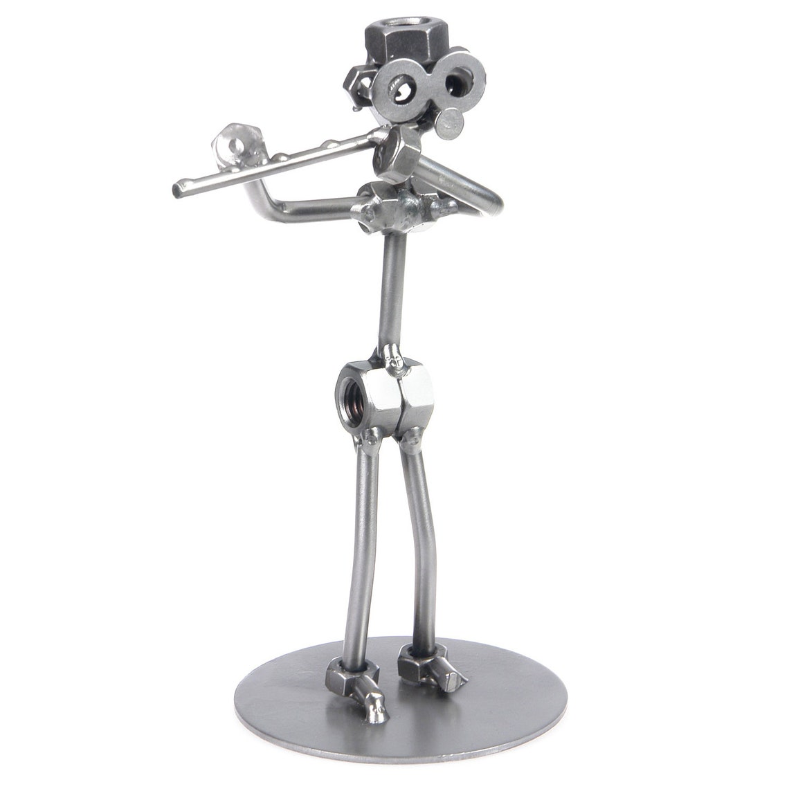 Nuts and Bolts Sculpture Transverse Flute Player - Handmade Metal ...