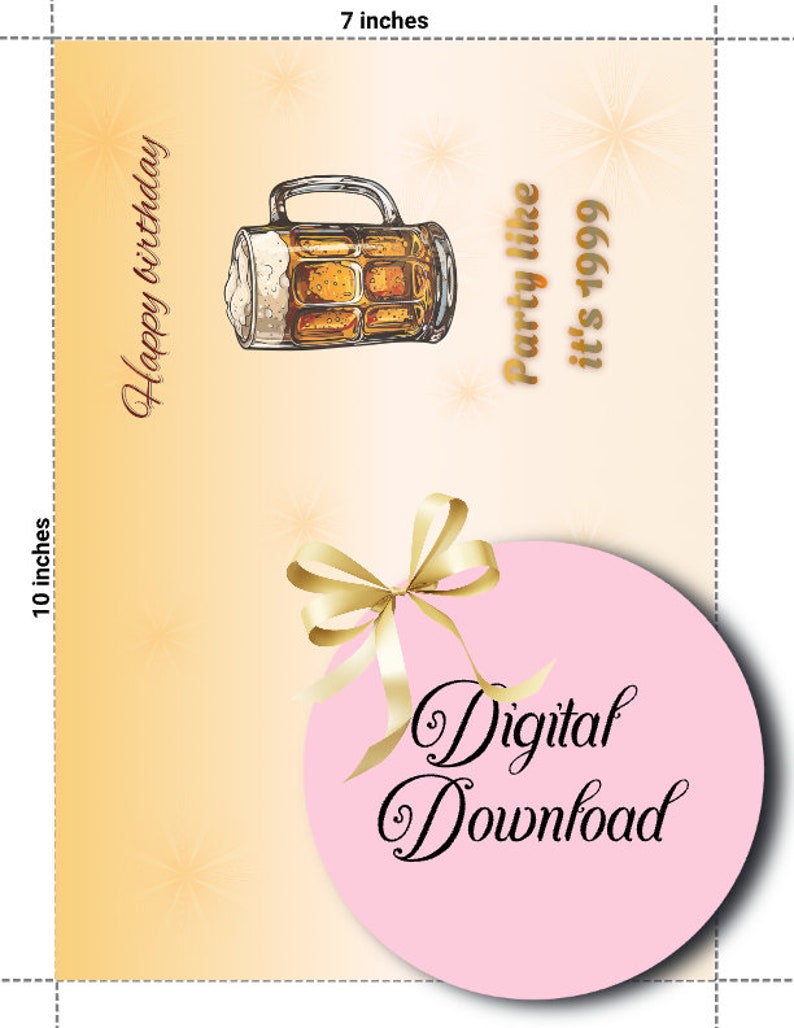 Happy Birthday Card, Digital Card, Printable Card, Party Like It's 1999 ...