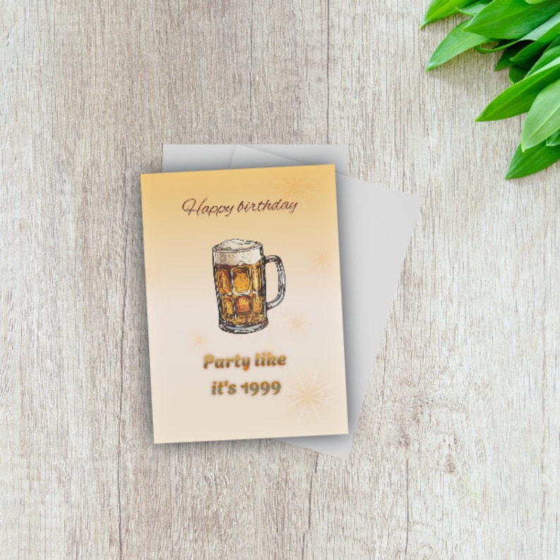 Happy Birthday Card, Digital Card, Printable Card, Party Like It's 1999 ...
