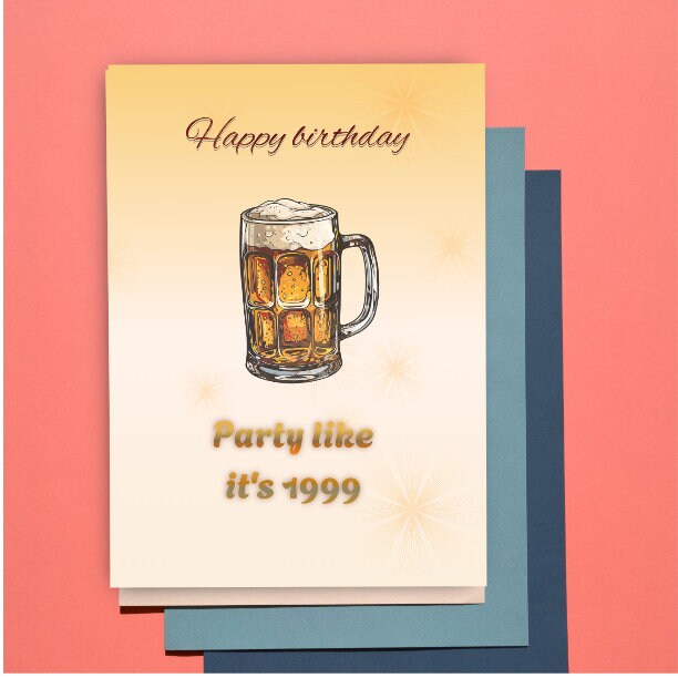 Happy Birthday Card, Digital Card, Printable Card, Party Like It's 1999 ...
