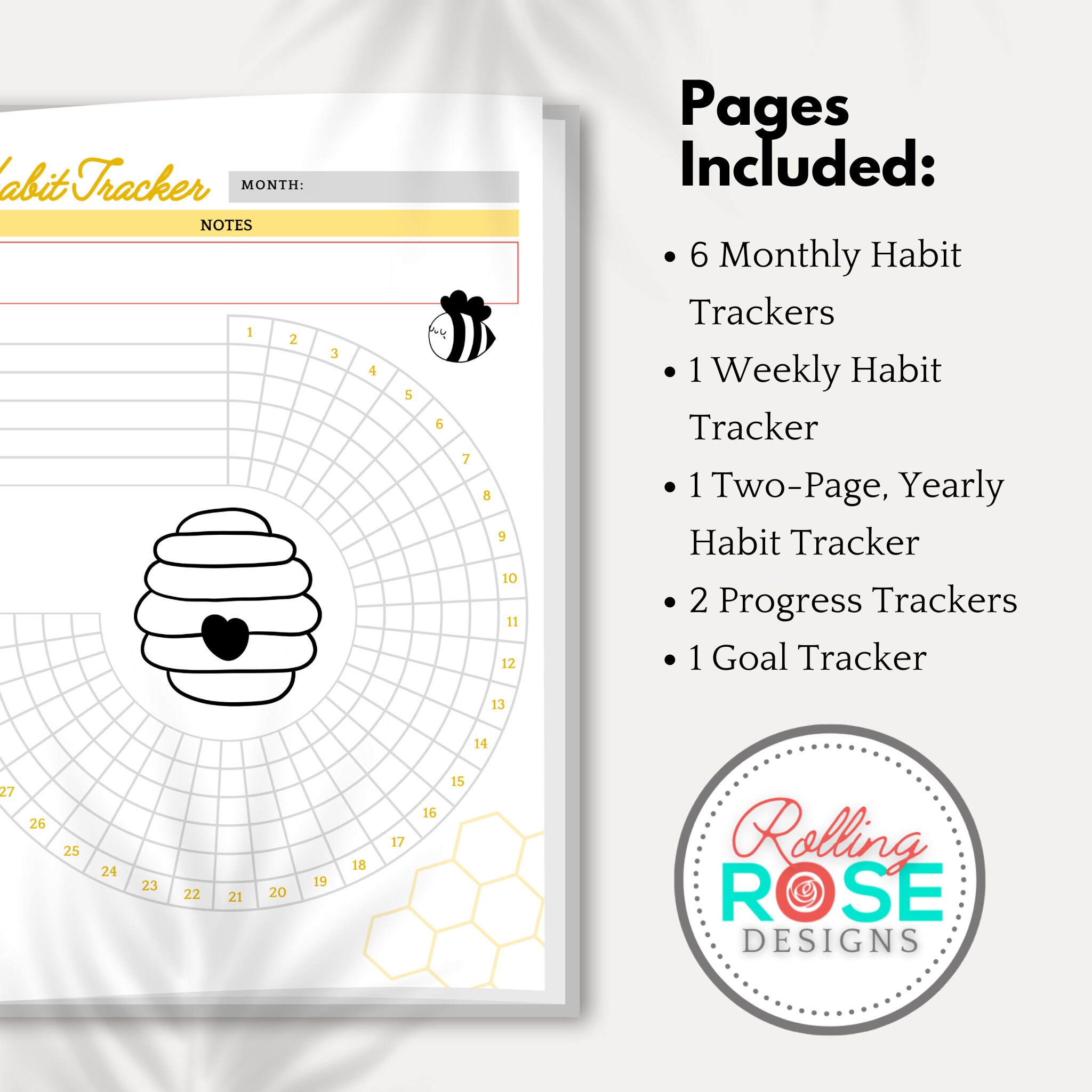 Habit Trackers Printable PDF | Goal Tracker | Progress Tracker | Weekly ...