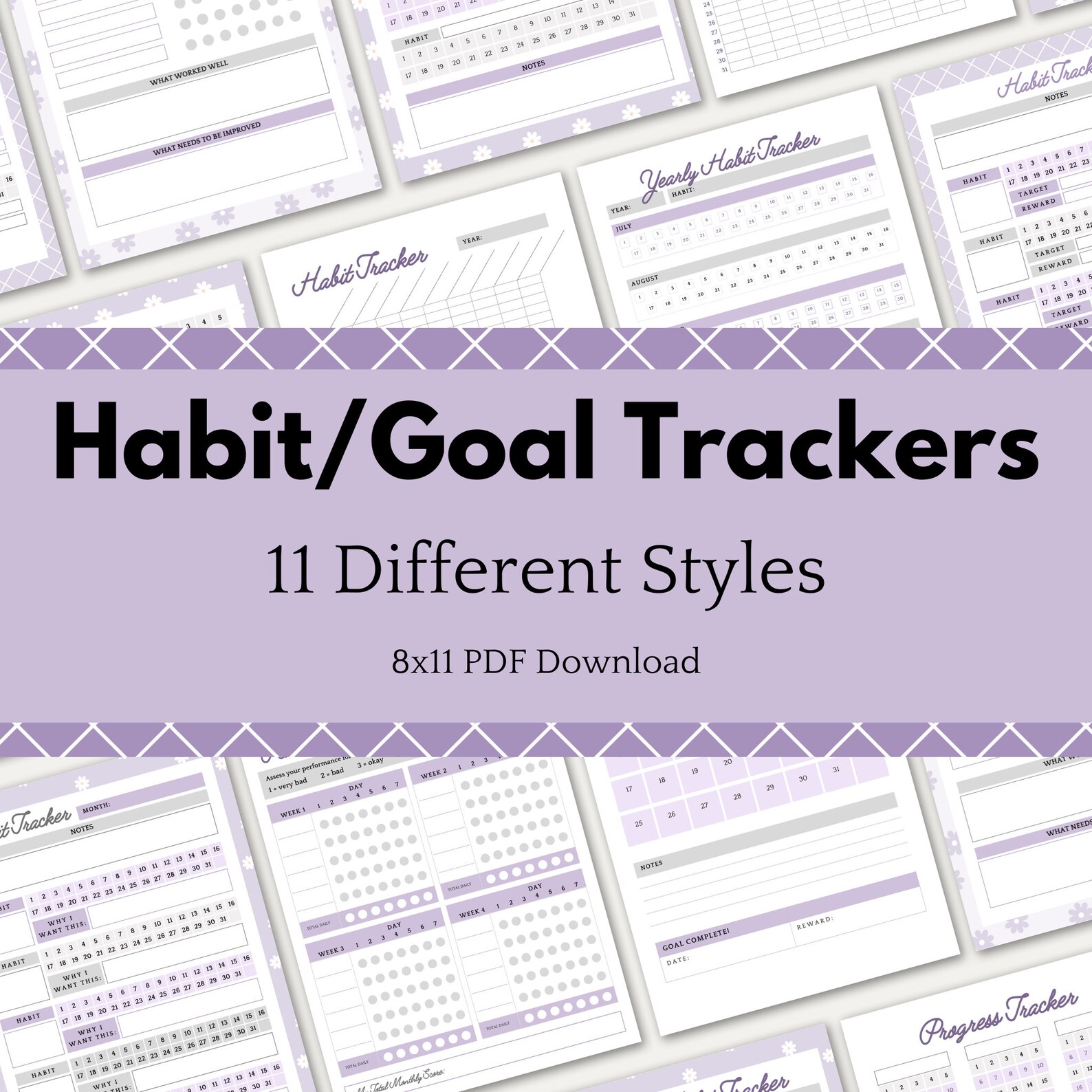 Habit Trackers Printable PDF | Goal Tracker | Progress Tracker | Weekly ...