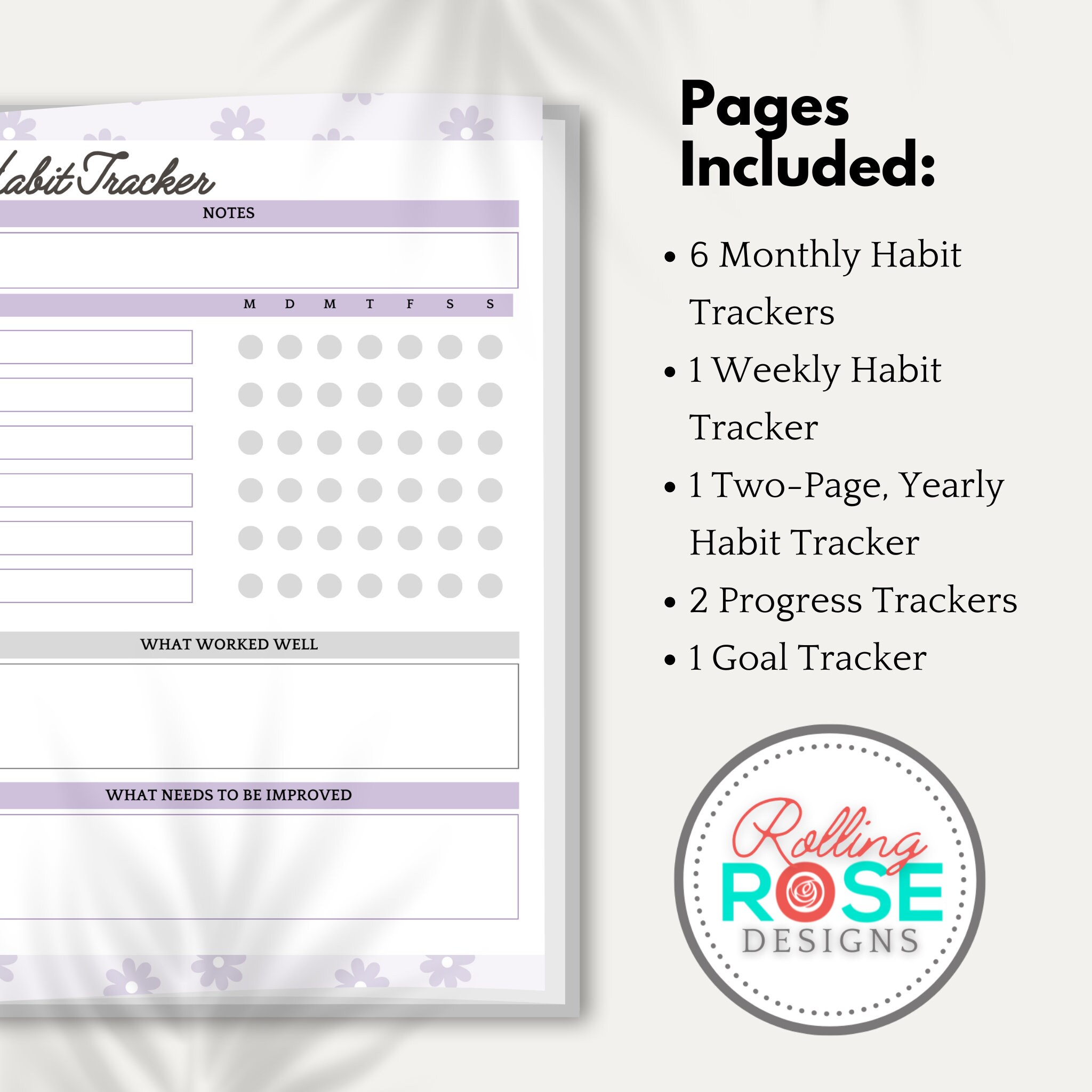 Habit Trackers Printable PDF | Goal Tracker | Progress Tracker | Weekly ...