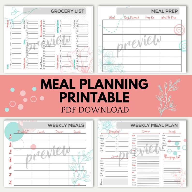 Weekly Meal Planner | Meal Plan Printable | Printable Weekly Meal ...