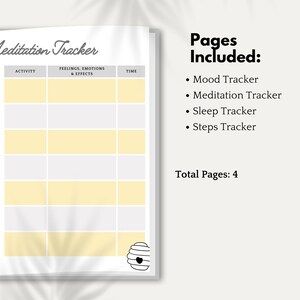 Health Trackers Printable | Step Tracker | Mood Tracker | Meditation ...