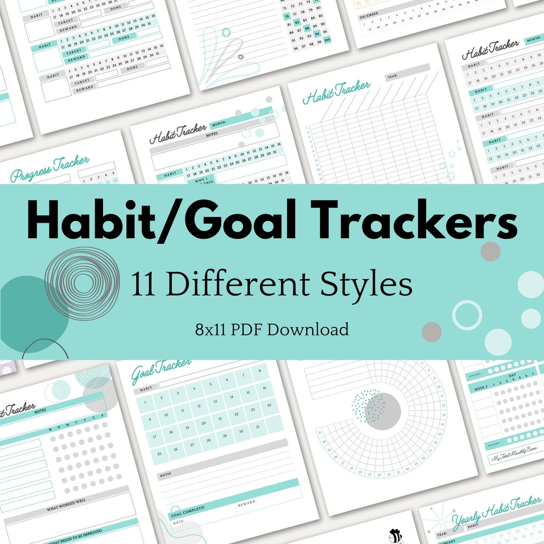 Habit Trackers Printable PDF | Goal Tracker | Progress Tracker | Weekly ...
