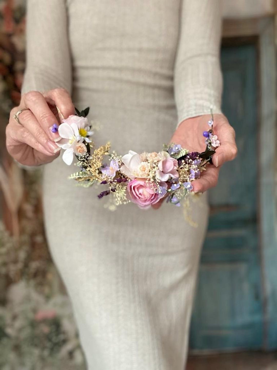 Boho Chic Wedding Hair Vine With Romantic Wildflowers Bridal Beauty ...