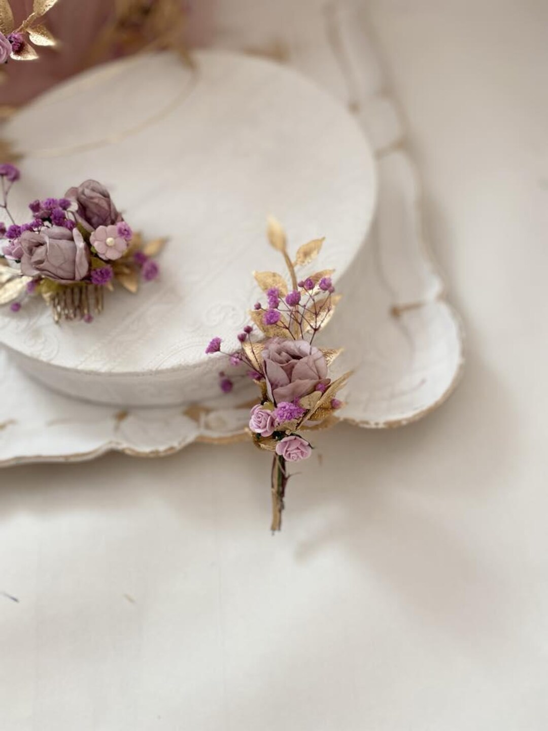 Elegant Gold Flower Groom Boutonniere With Delicate Rose, Wedding Lapel ...
