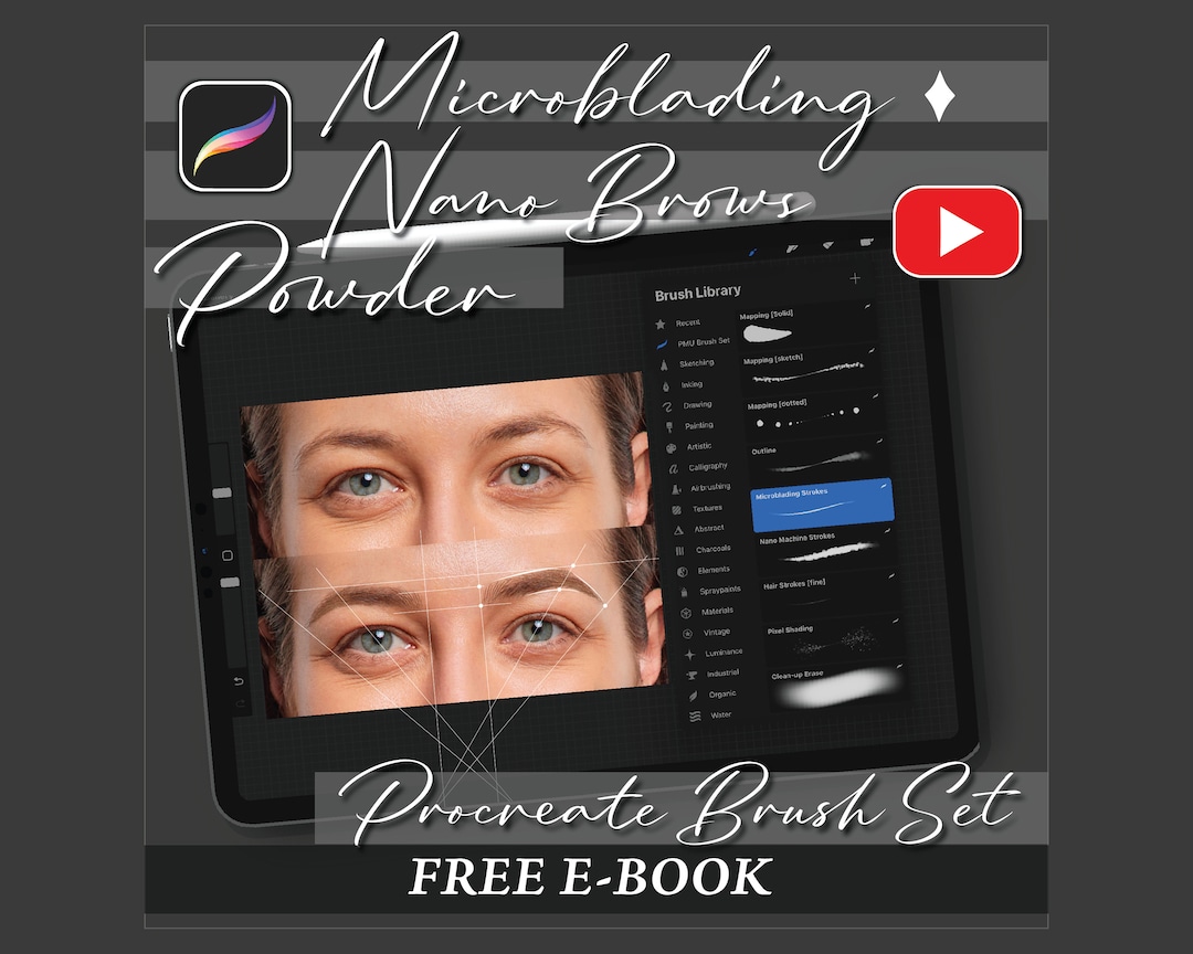 Procreate Brush-set Microblading Training Tools for Beginner and Advanced Permanent Makeup ...
